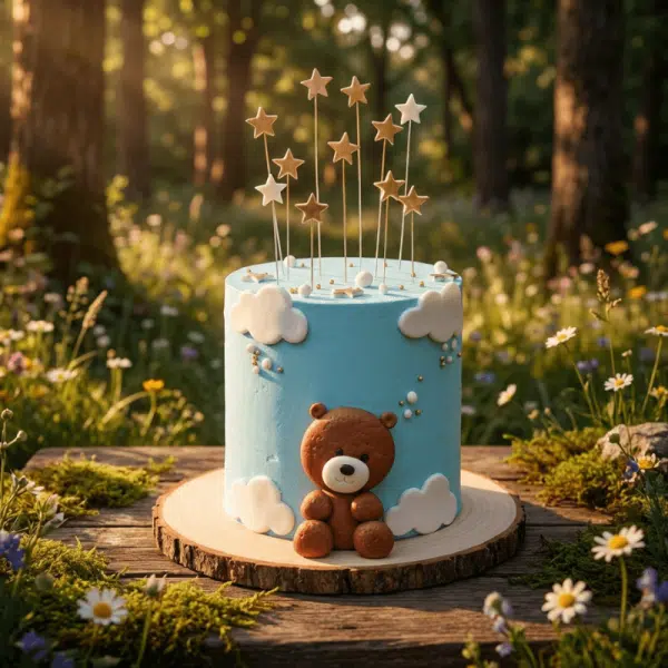 Charming Teddy Blue Cake | Isfahan Sweets, Muscat