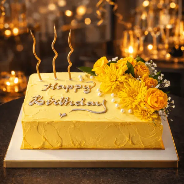 Yellow Special Flower Cake | Elegant Floral Birthday Cake