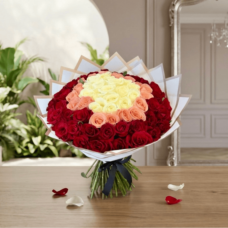 Elite Tri Color Bouquet | Premium Multicolor Flower Gift